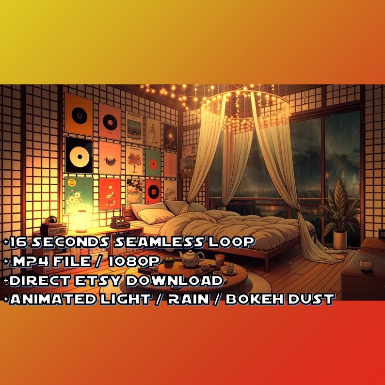 ANIMATED VTUBER BACKGROUND | Relaxed Bedroom (loop, 1080p, Stream ...