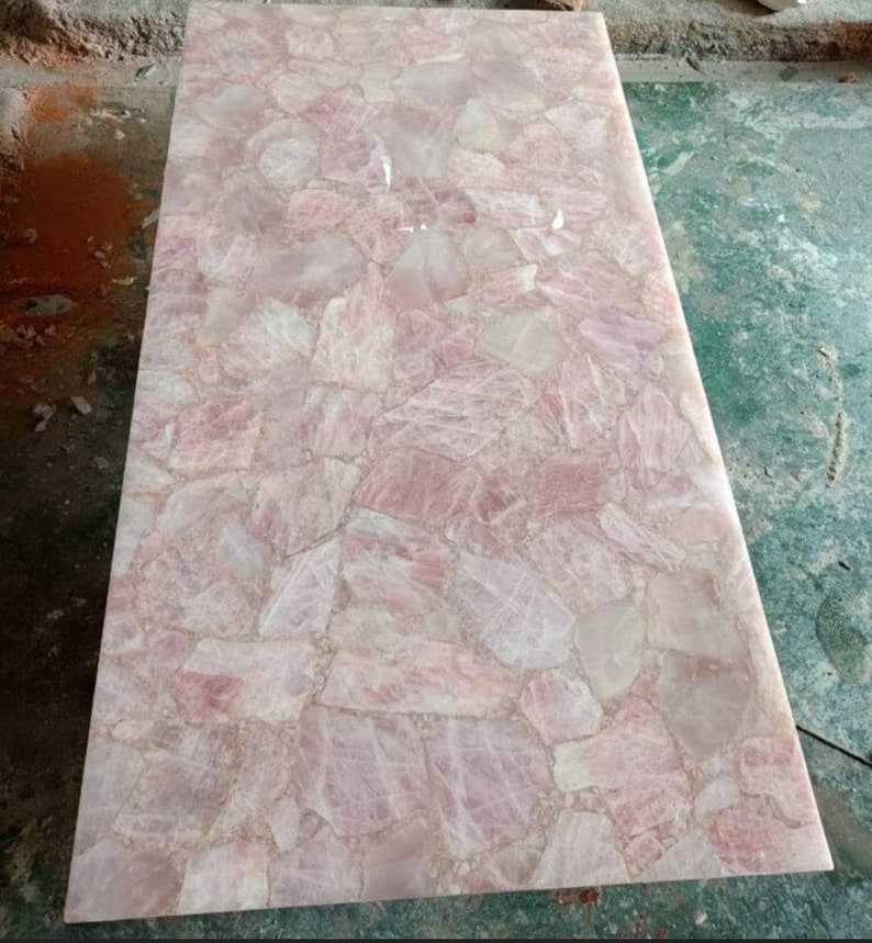 Pink Rose Quartz Dining Table / Rose Quartz Vanity Top / Rose Quartz ...