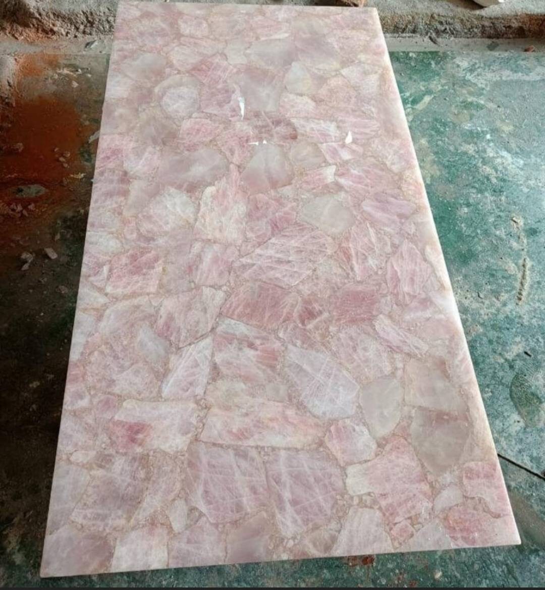 Pink Rose Quartz Dining Table / Rose Quartz Vanity Top / Rose Quartz ...