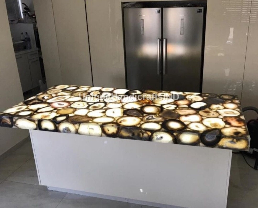 Agate Kitchen Countertops Translucent Kitchen Island Semi - Etsy