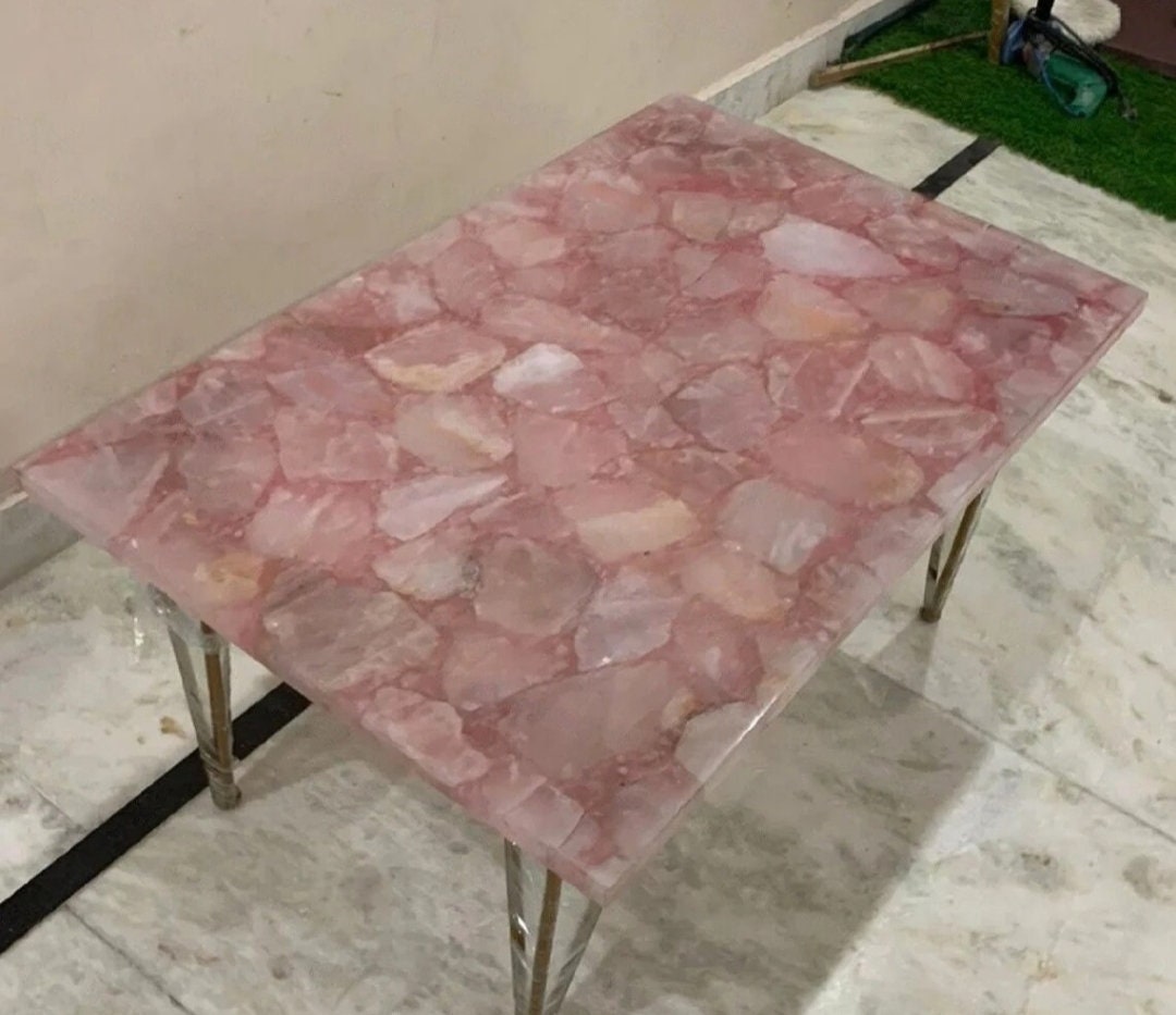 Rose Quartz Dining Table Top / Quartz Dining Table/pink Quartz Stone ...