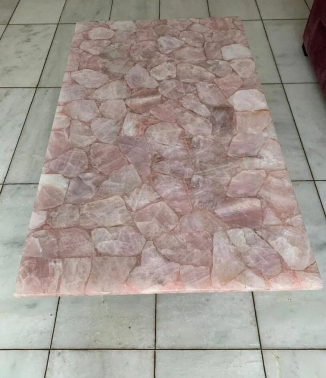 Rose Quartz Dining Table Top / Quartz Dining Table/pink Quartz Stone ...