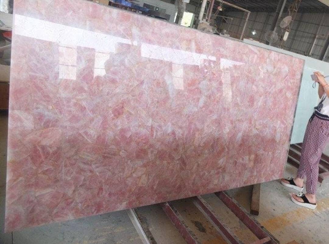 Pink Rose Quartz Dining Table / Rose Quartz Vanity Top / Rose Quartz ...