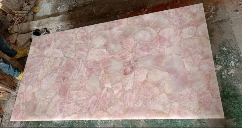 Pink Rose Quartz Dining Table / Rose Quartz Vanity Top / Rose Quartz ...