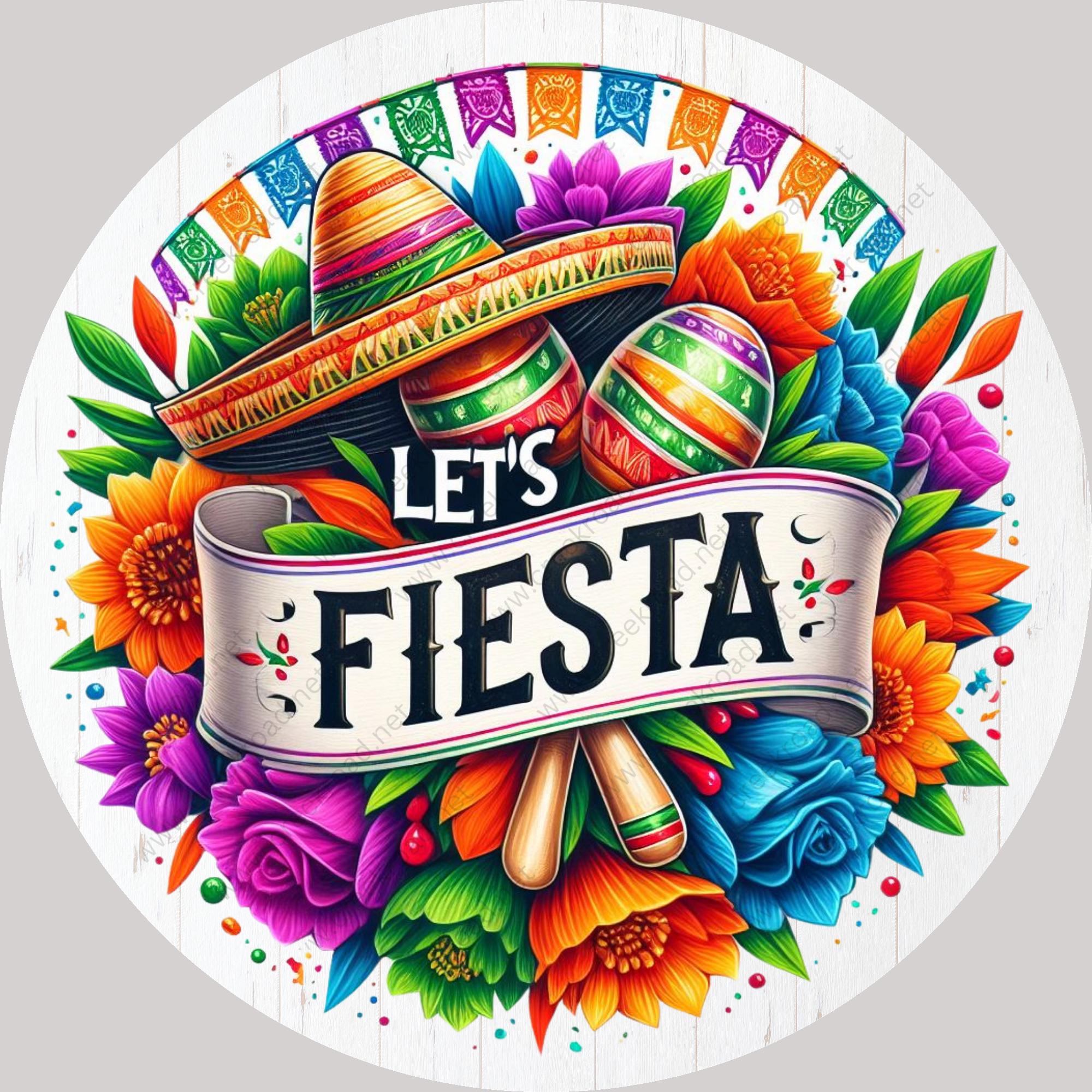 Let's Fiesta Celebration Colorful Sublimated Wreath Sign - Etsy