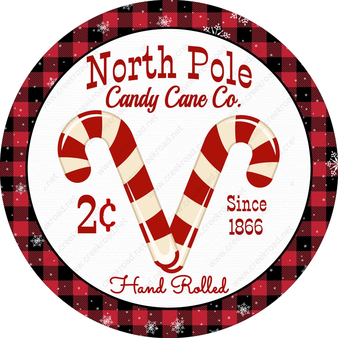 North Pole Candy Cane Company Wreath Sign-sublimation-round-christmas ...