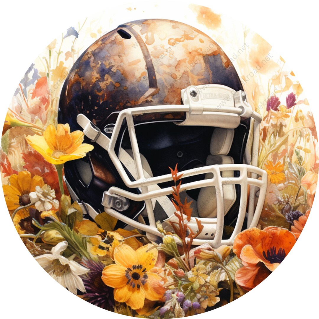 Fall Football Helmet Watercolor Wreath Sign-fall-sublimation-attachment ...