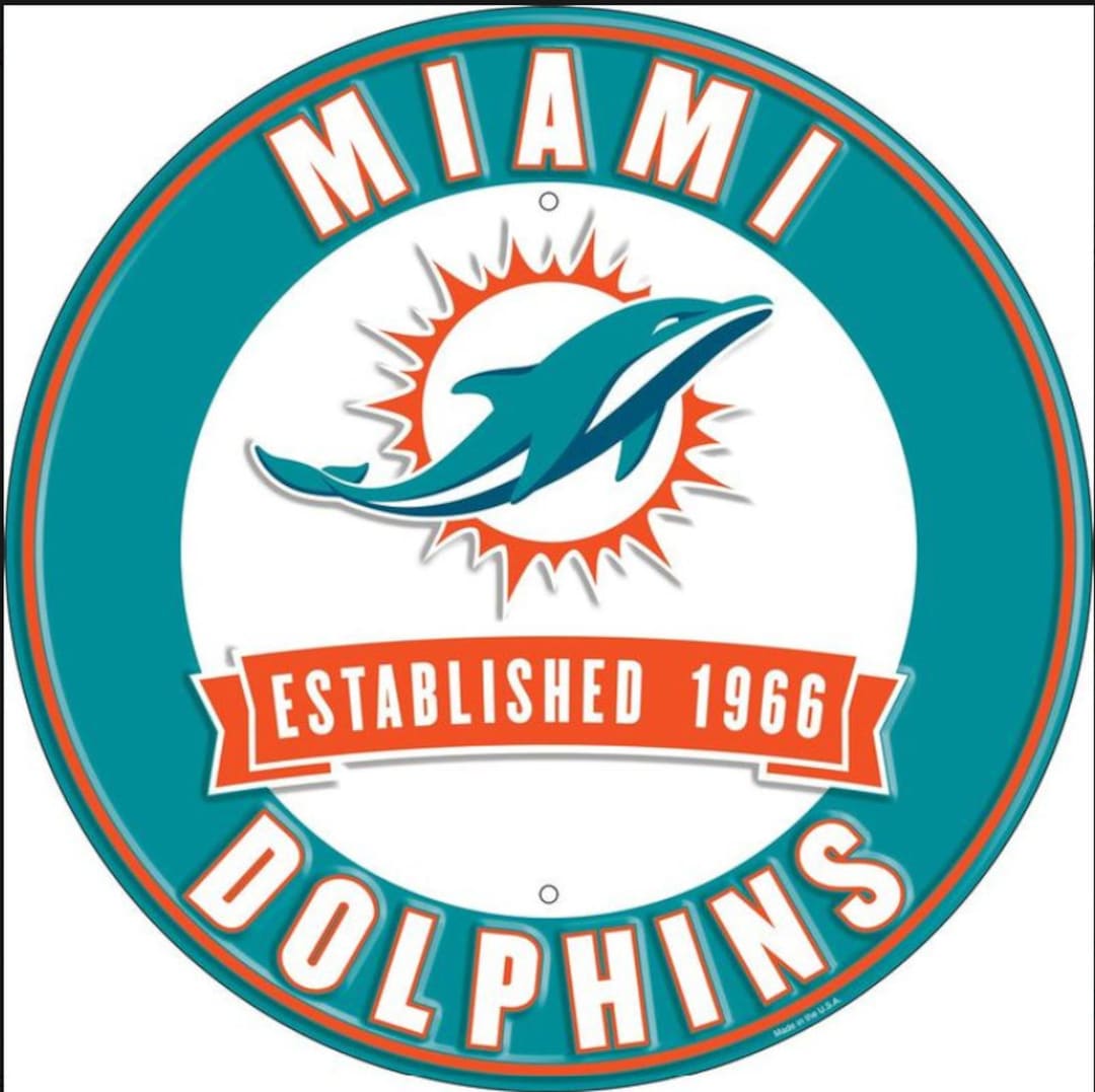 12" Diameter Miami Dolphins Officially Licensed Pro Football Sign ...