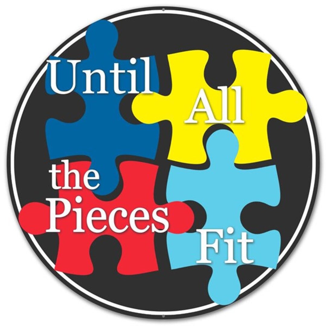 Until All the Pieces Fit Autism Puzzle Blue Red Yellow Black Background ...