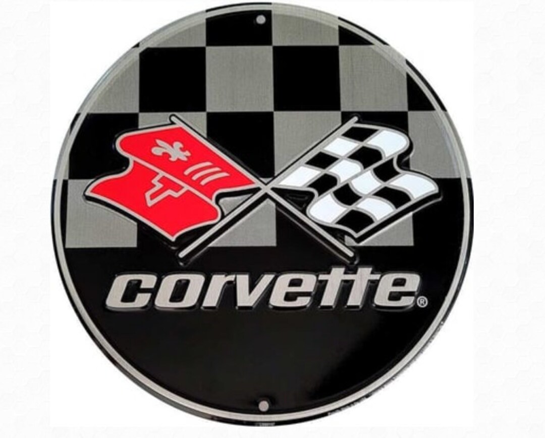 Chevy Corvette Checkered 12 Inch Round Sign - Etsy