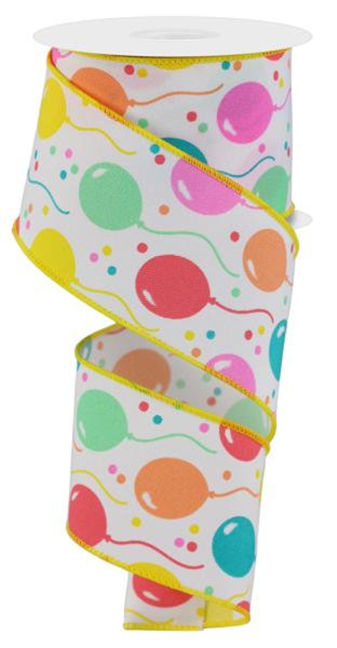 2.5" X 10yd Wired Ribbon-balloons Ribbon-rge1634j7-white/pch/teal/pnk ...