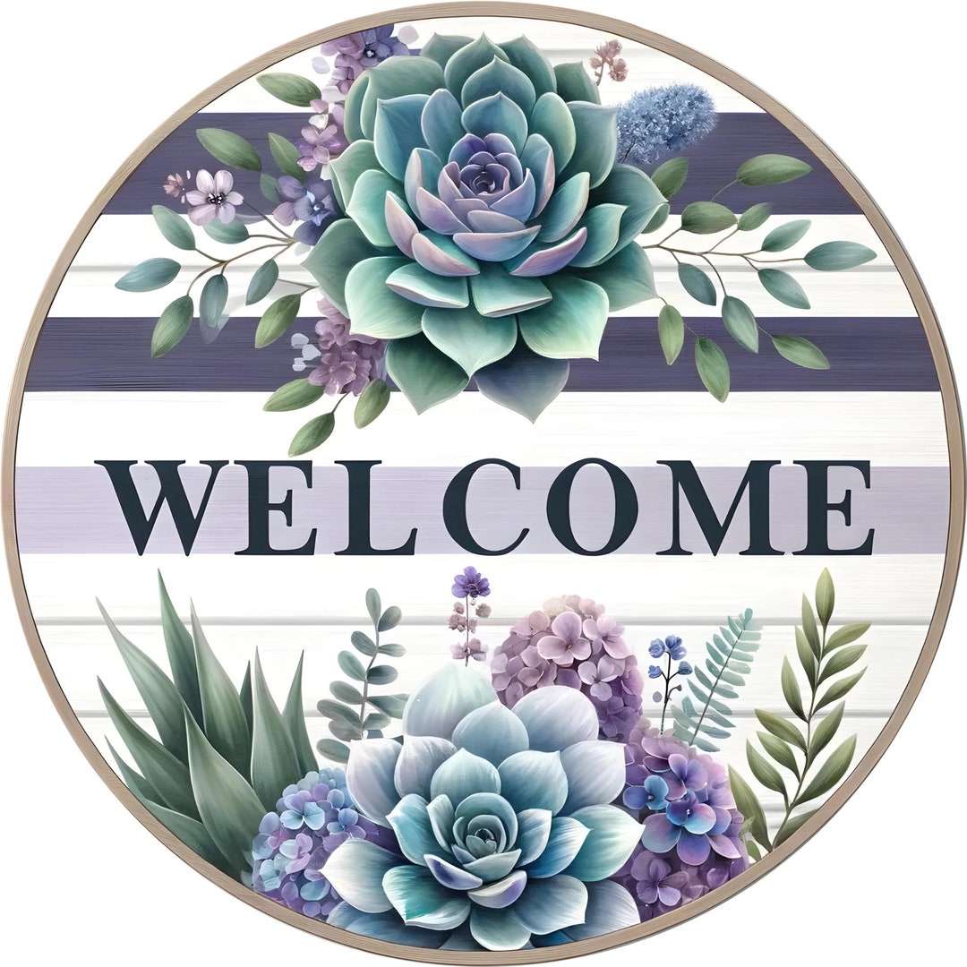 Welcome Spring Succulents Lavender Wreath Sign-sublimation-attachment ...