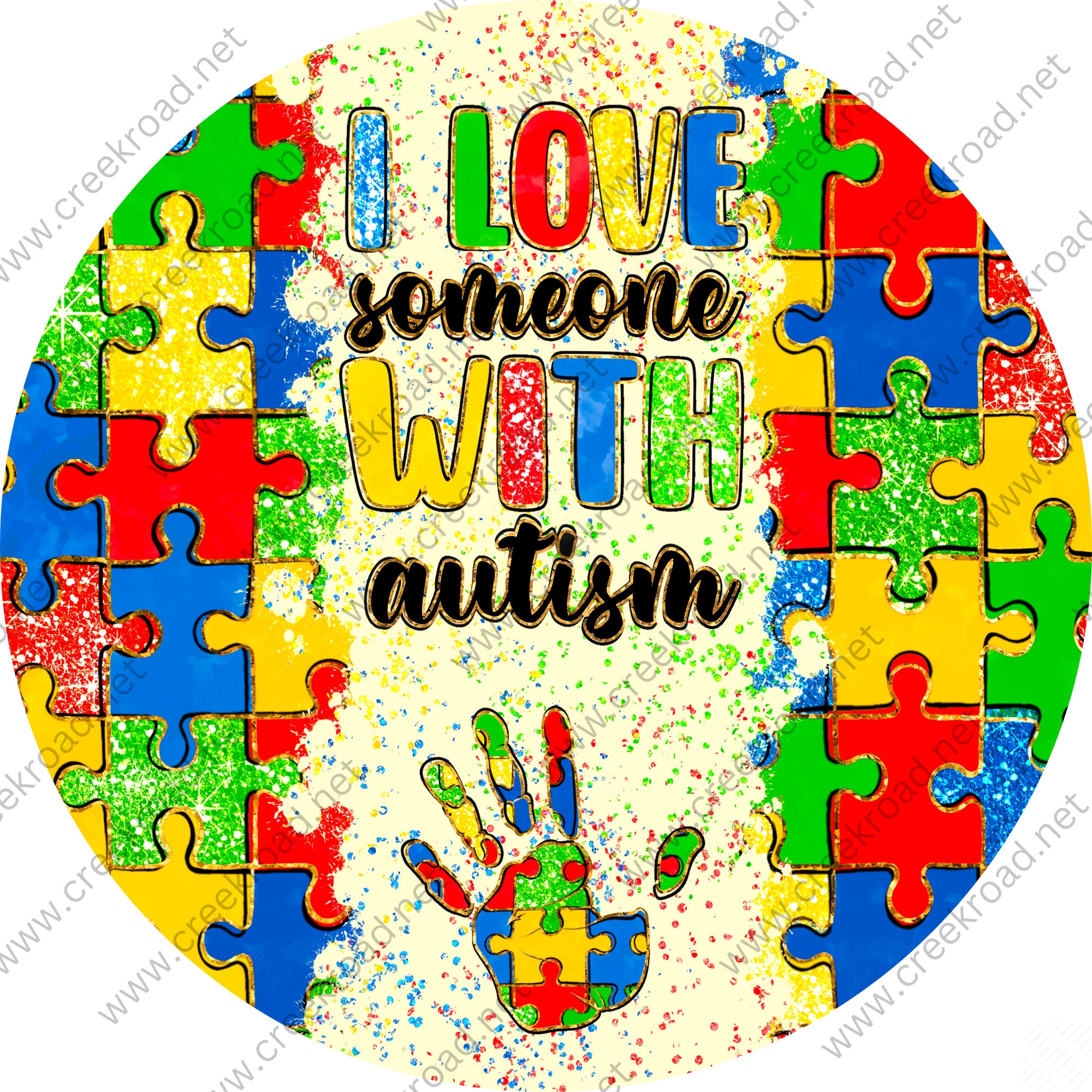 I Love Someone With Autism Wreath Sign-puzzle Pieces-multi - Etsy