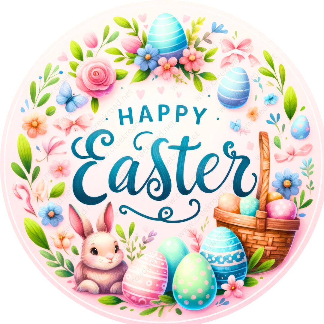Happy Easter Eggs Bunny Wreath Sign-sublimation-easter-attachment-decor ...