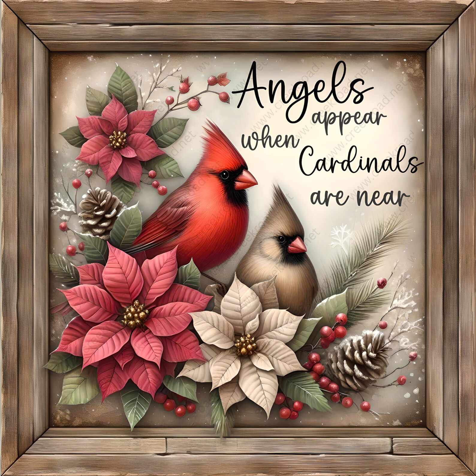 Angels Appear When Cardinals Are Near Wreath Sign-10"x10" Square ...