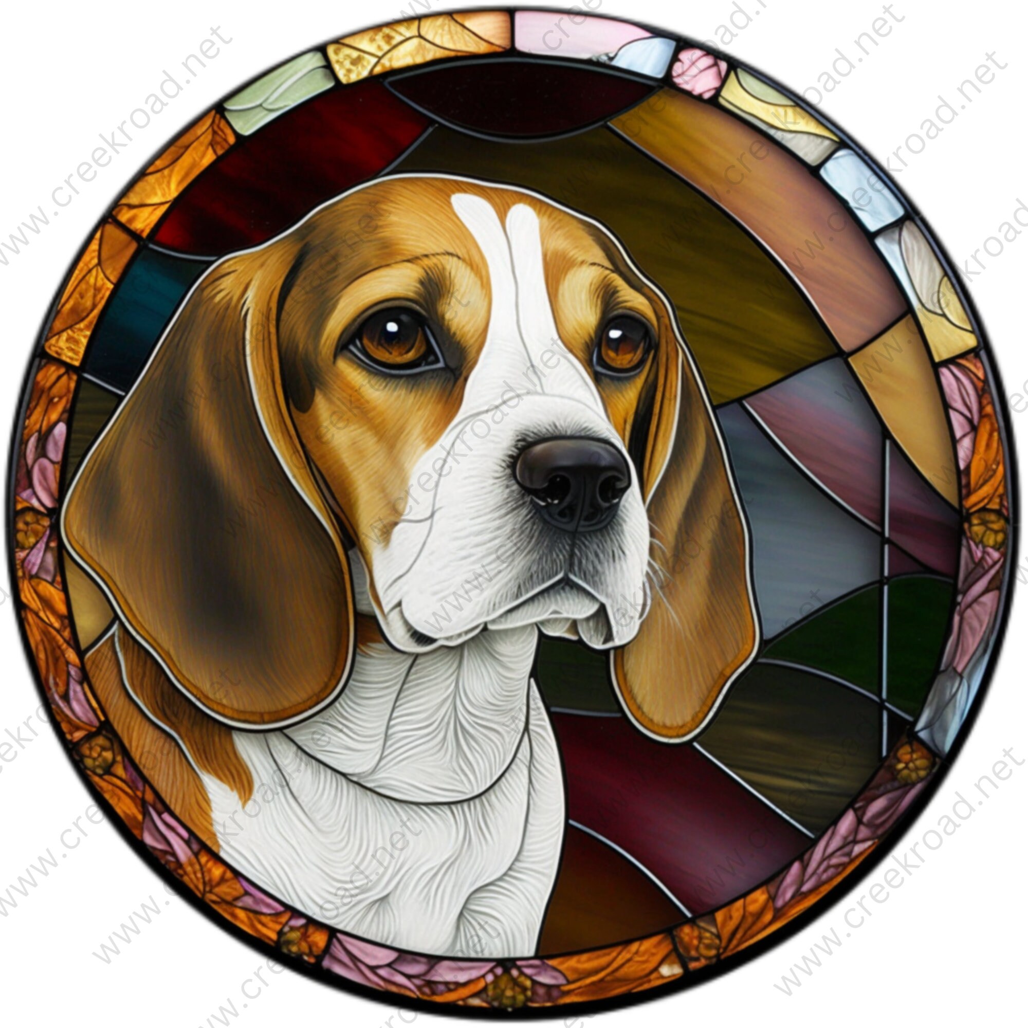 Brown White Beagle FAUX Stained Glass Wreath - Etsy