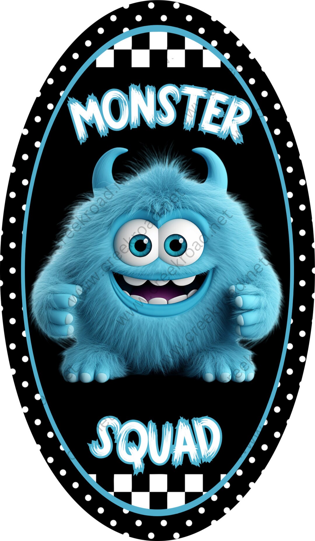Monster Squad Aqua Teal Furry Monster Wreath Sign-7"x12" Oval Halloween ...