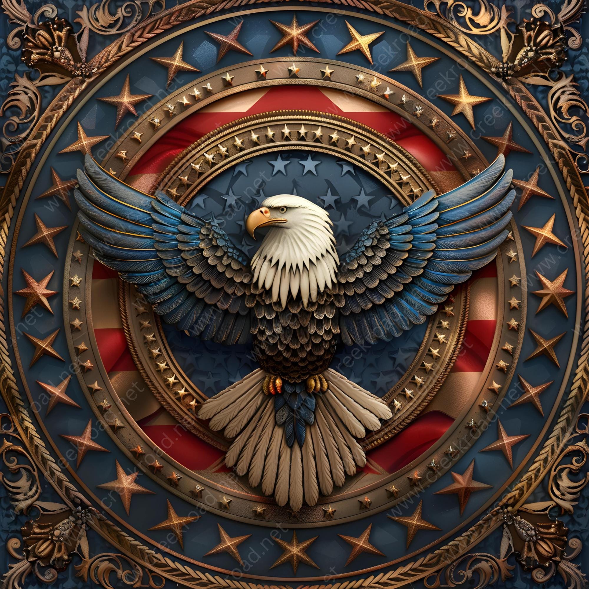 American Bald Eagle Patriotic Seal Sublimation 10"x10" Square Listing ...