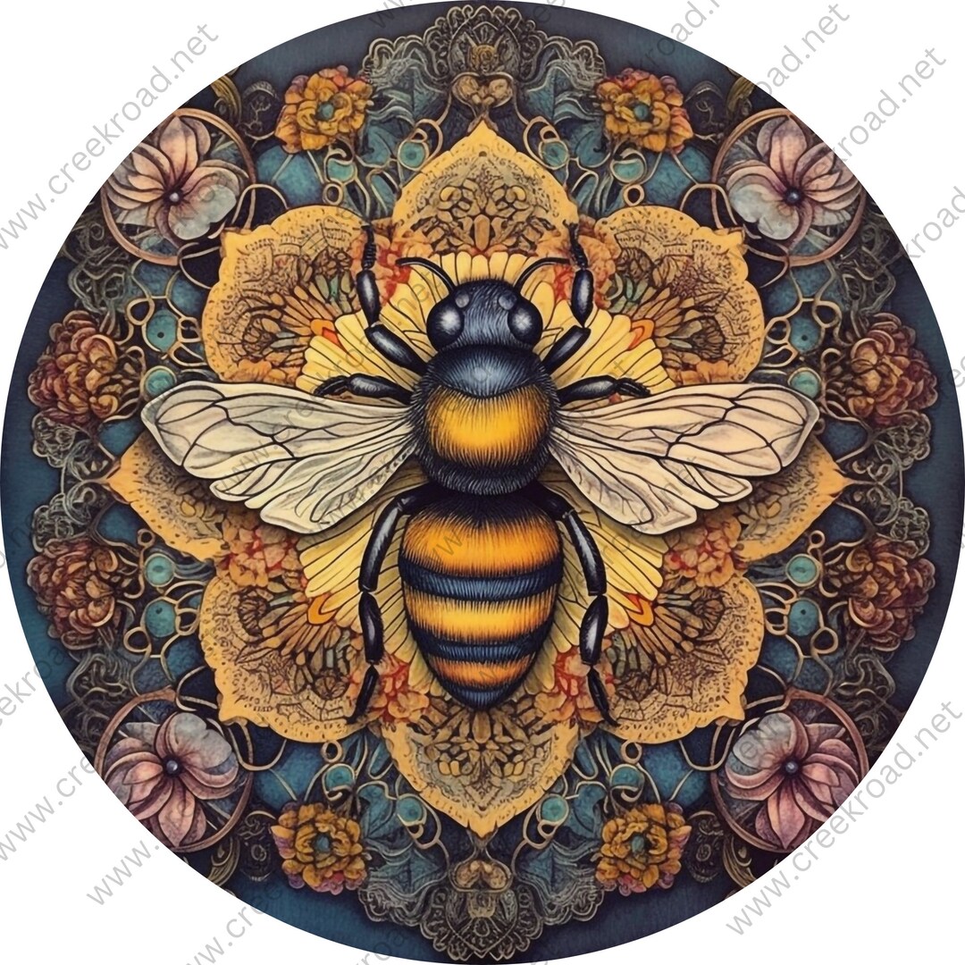 Large Spring Bee Wreath Sign-round-sublimation-spring-decor - Etsy