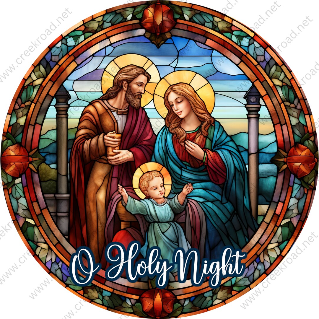 O Holy Night Nativity Wreath Sign-sublimation-round-christmas-decor - Etsy