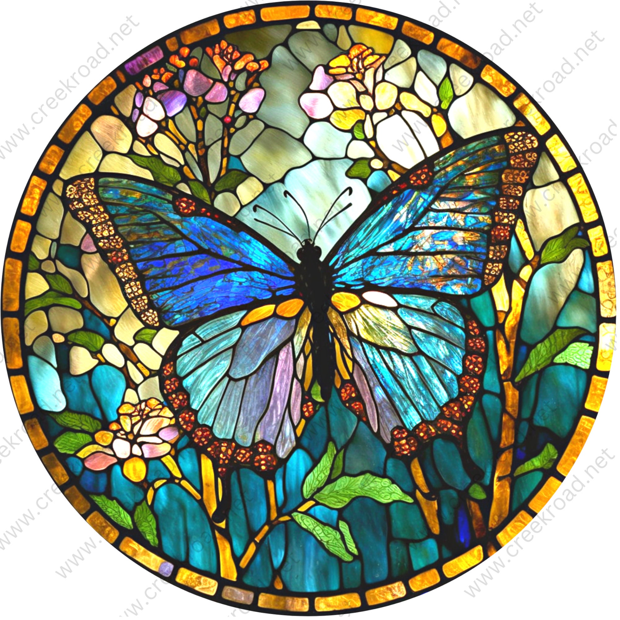 Spring Butterfly Blue Multi Color Wings Faux Stained Glass - Etsy