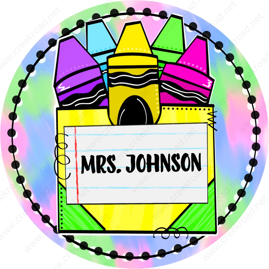 Personalized Teacher Crayon Wreath Sign-round-sublimation-decor - Etsy