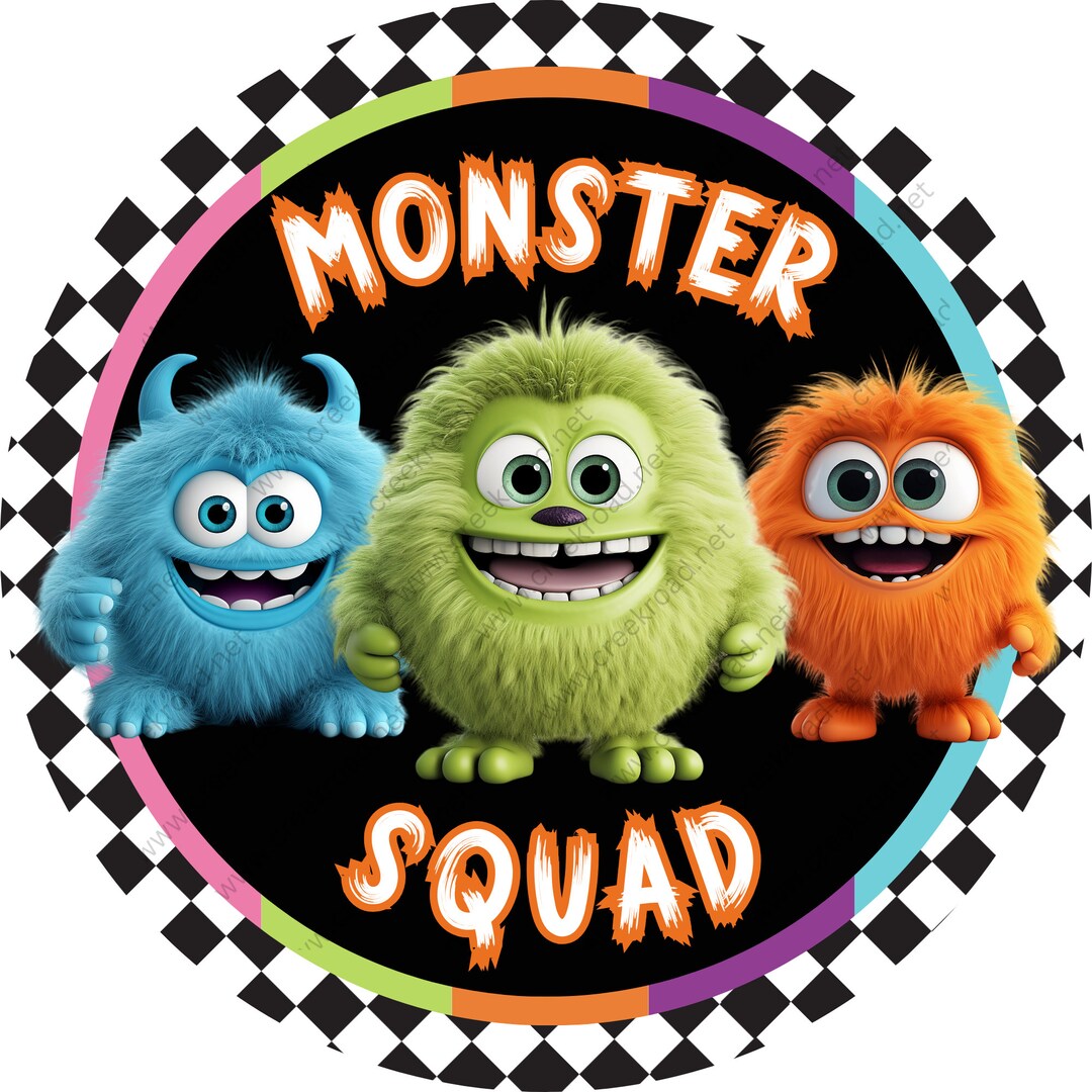 Monster Squad Cute Halloween Monsters Wreath Sign-attachment-decor - Etsy