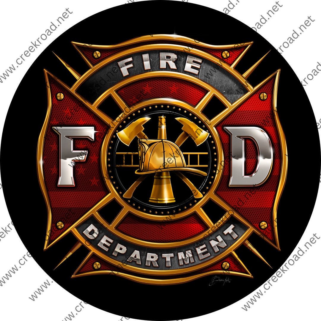 Fire Department First Responder Firefighter Wreath Sign-round ...