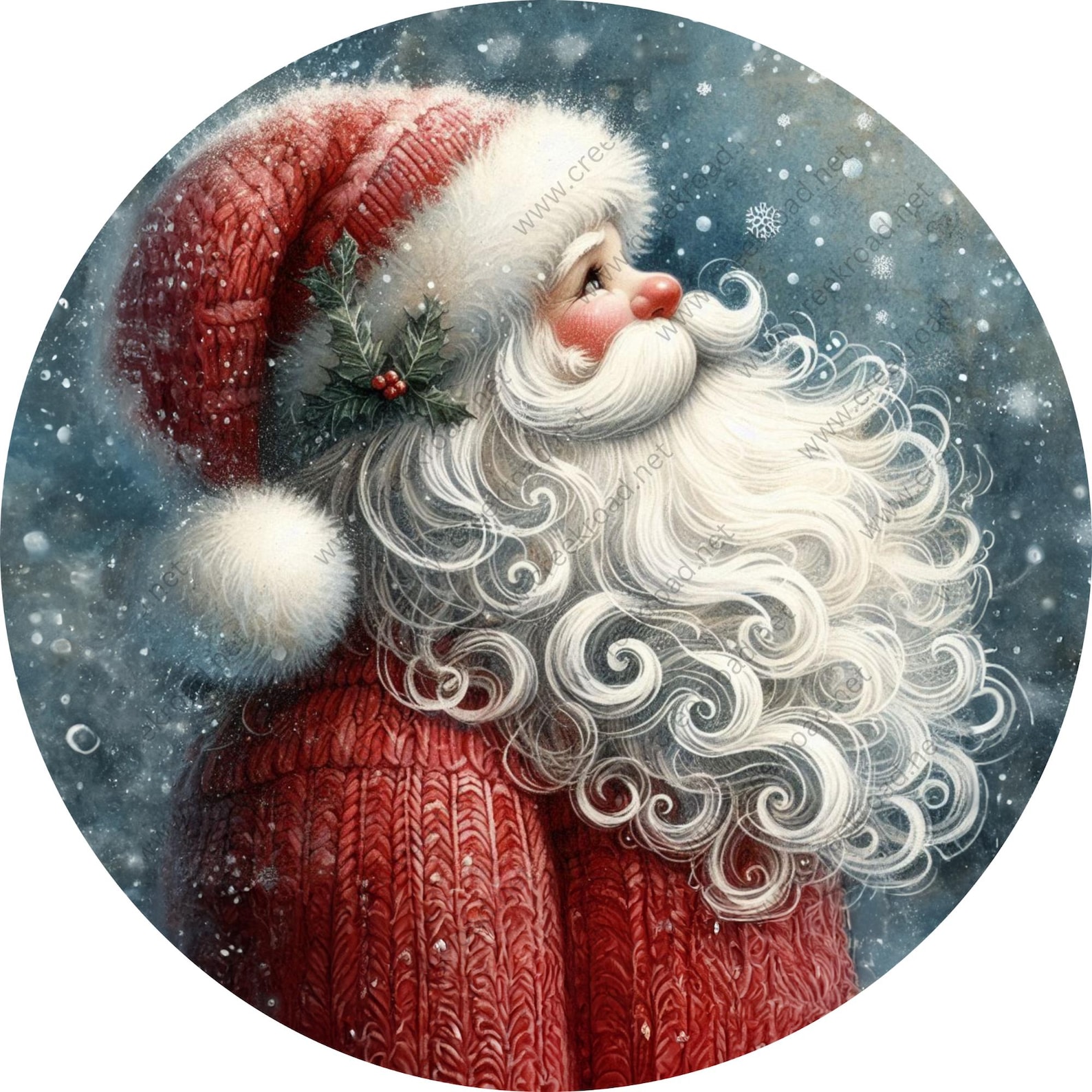Santa Claus Staring Into Sky Sublimated Wreath Sign - Etsy