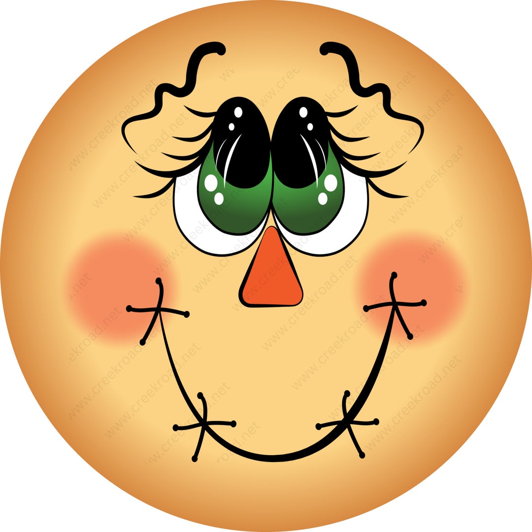 Scarecrow Face Green Eyes Wreath Sign-fall-sublimation-attachment-round ...