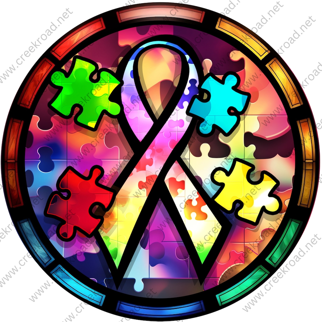 Autism Awareness Wreath Sign-puzzle Pieces-multi Color-sublimation ...