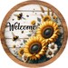 Welcome Sunflowers Bees on Shiplap Background Brown Border Spring ...