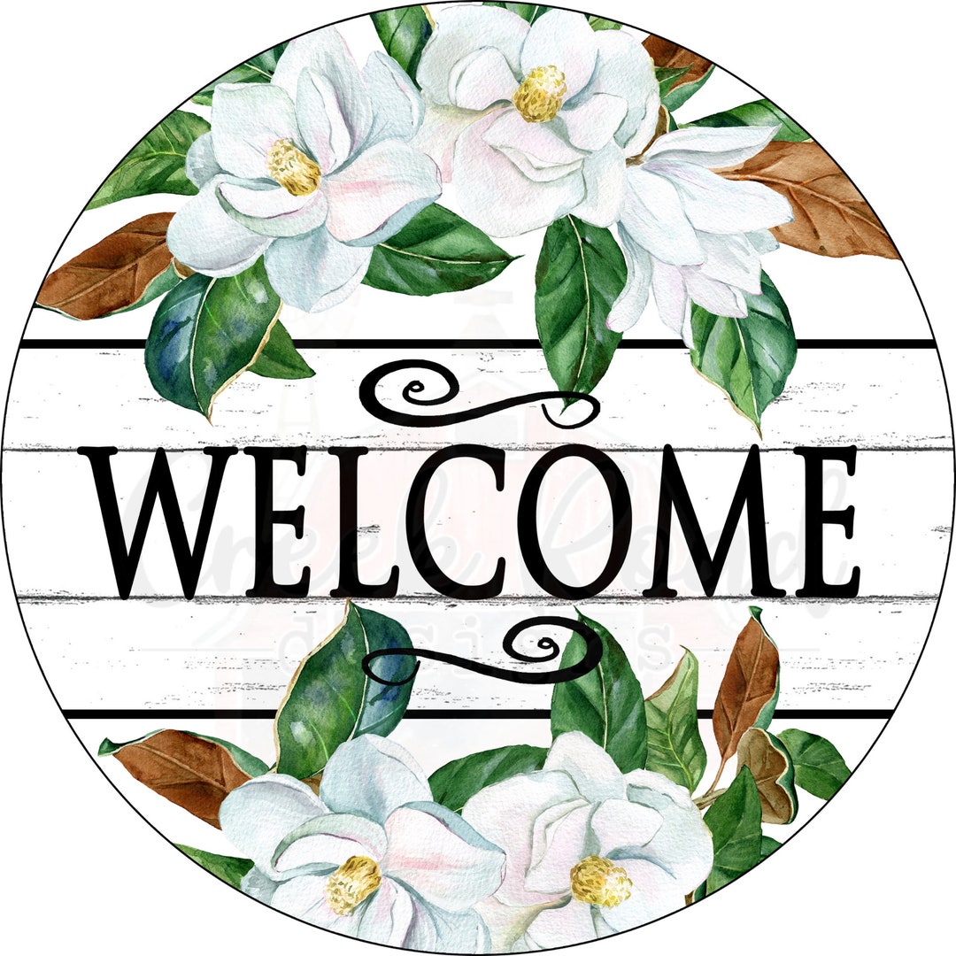 Welcome Magnolias on Shiplap Background Wreath Sign - Everyday - Wreath ...