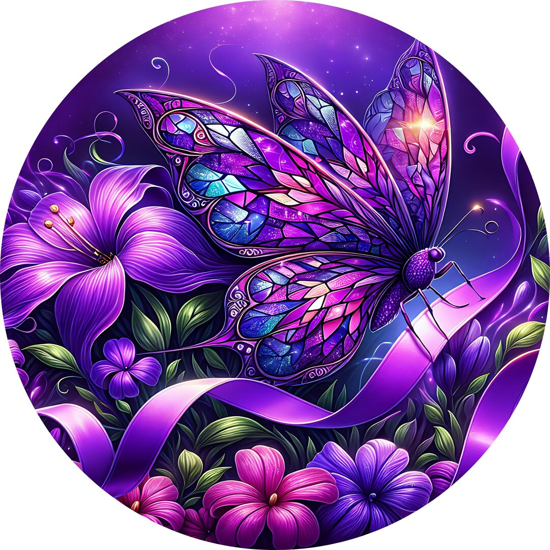 Lupus Awareness Purple Butterfly Sublimated Wreath Sign - Etsy