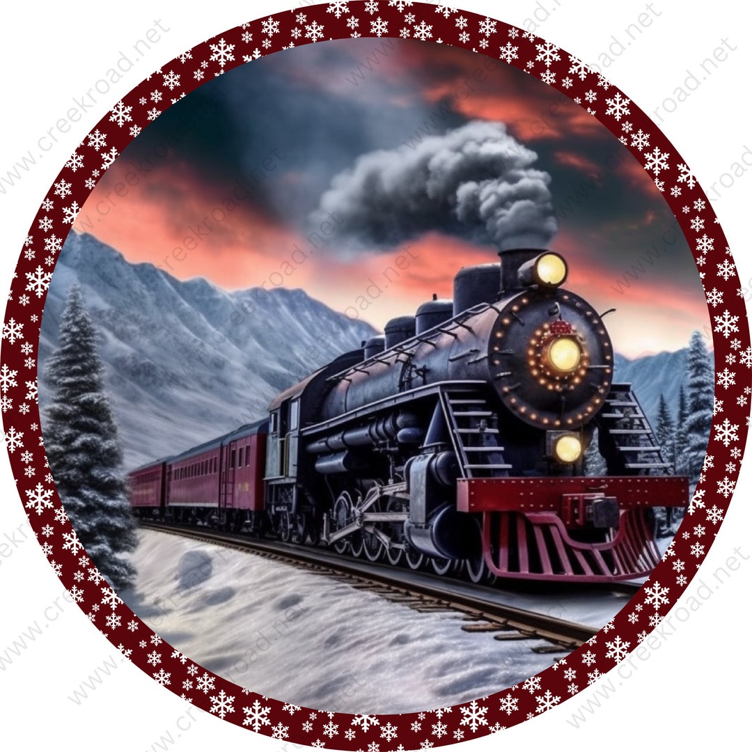 Holiday Winter Christmas Train Snowflake Border Wreath - Etsy