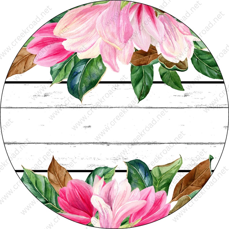 Welcome With Pink Magnolias on White Shiplap Wreath - Etsy