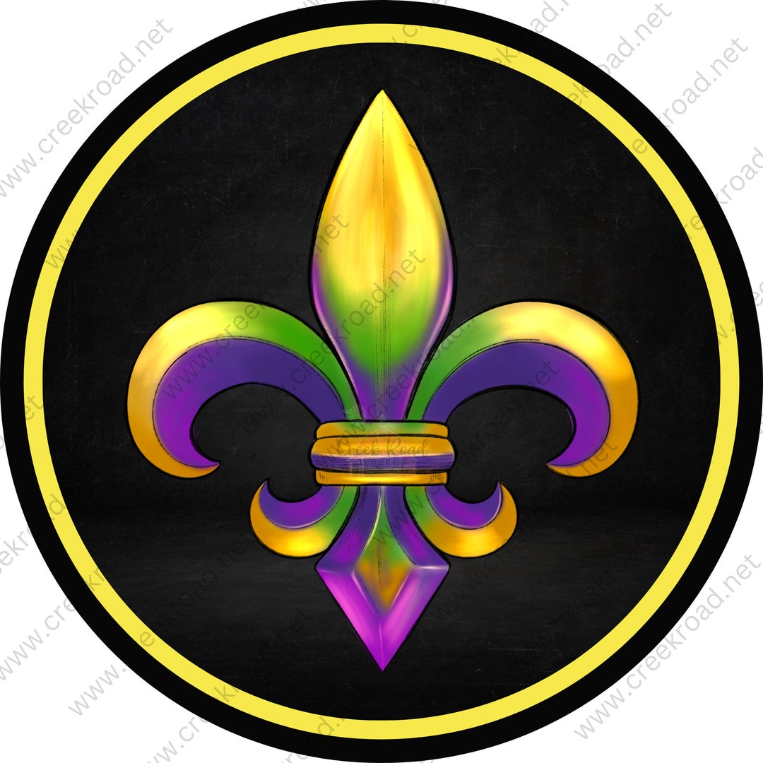 Fleur De Lis Purple Gold Black Mardi Gras Wreath Sign-mardi Gras Sign ...