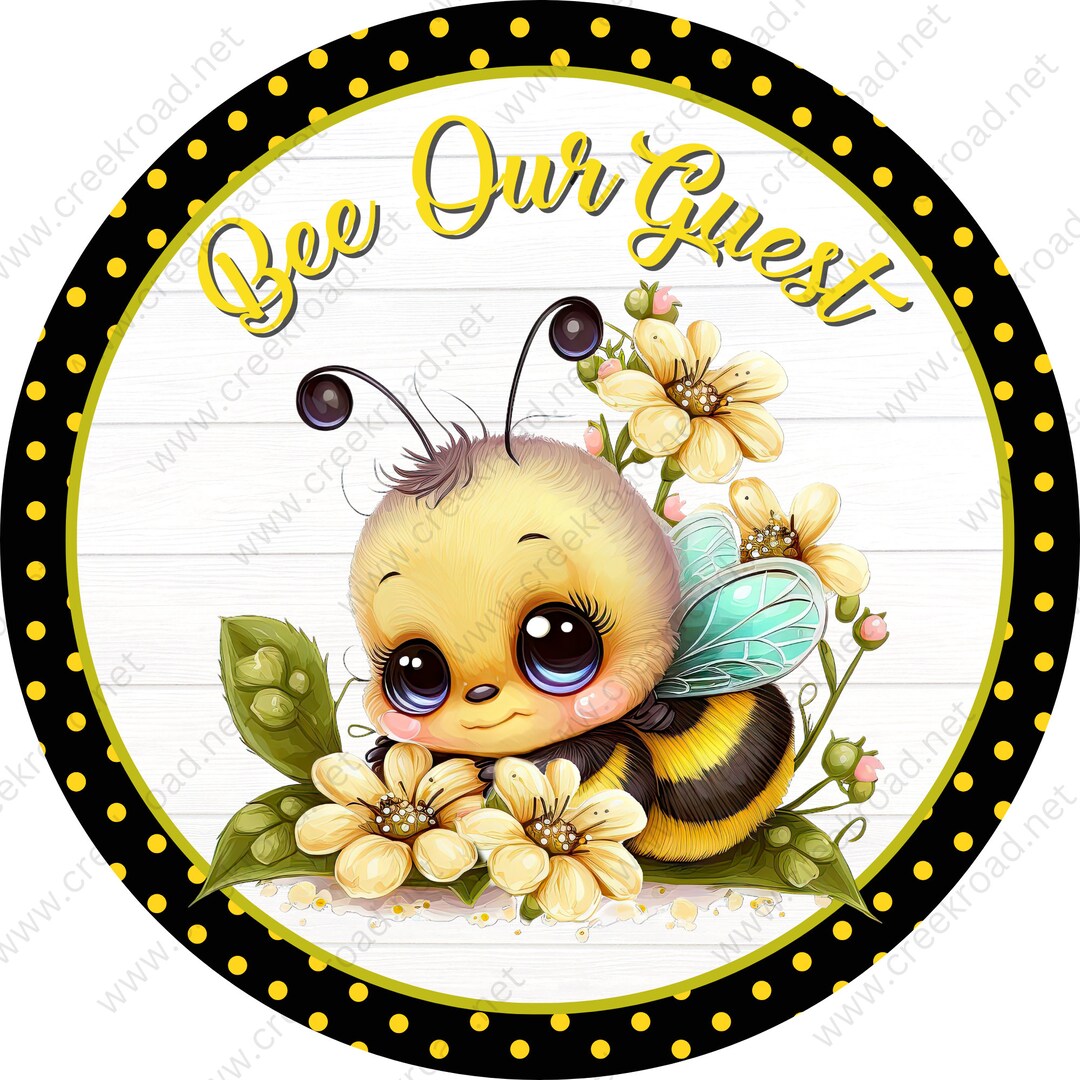 Bee Our Guest Cute Spring Bee With Black Yellow Polka Dot - Etsy