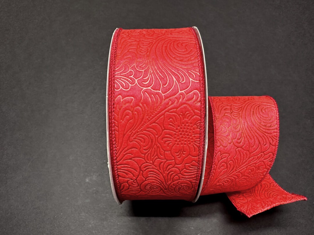2.5" X 50yd Wired Ribbon-embossed Flower Breeze Ribbon-841-40-465-red ...