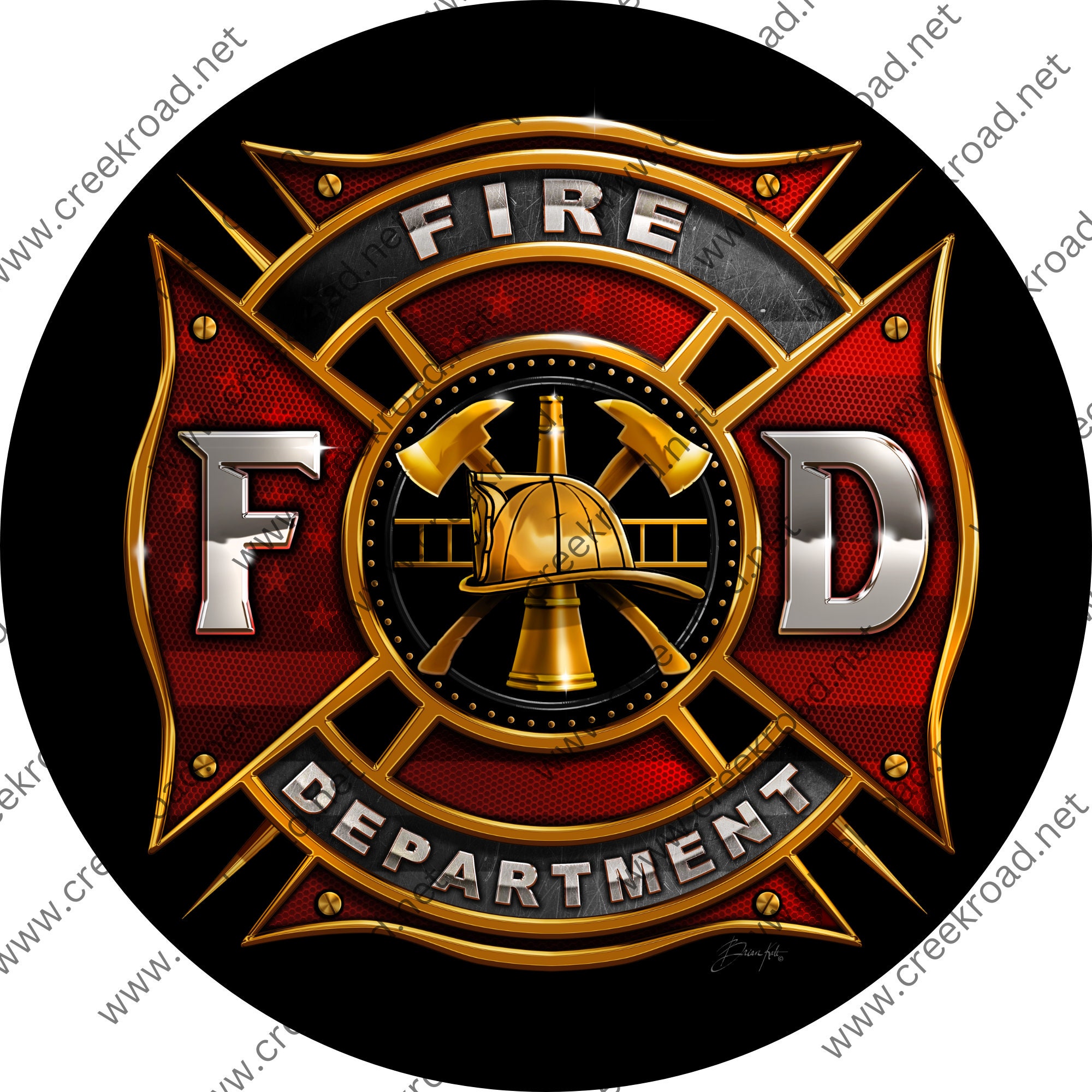 Fire Department First Responder Firefighter Wreath Sign-round ...