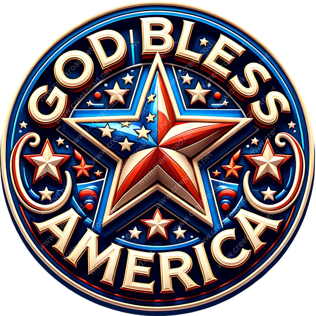 God Bless America Patriotic Star Sublimated Wreath Sign - Etsy