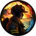 First Responder Fireman in Inferno of Flames Faux Stained Glass Wreath ...