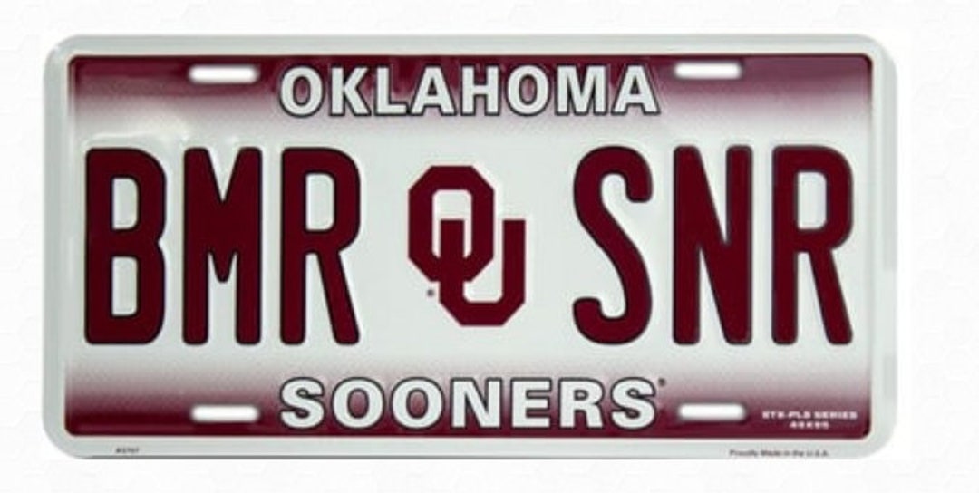 Oklahoma BMR SNR Sooners License Plate Officially Licensed 12"x 6 ...