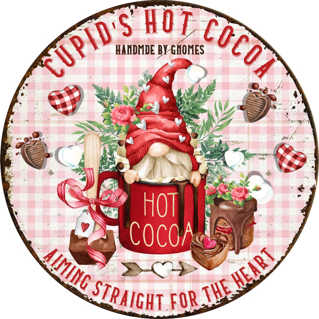 Cupid's Hot Cocoa Wreath Sign-aluminum-valentines-decor - Etsy