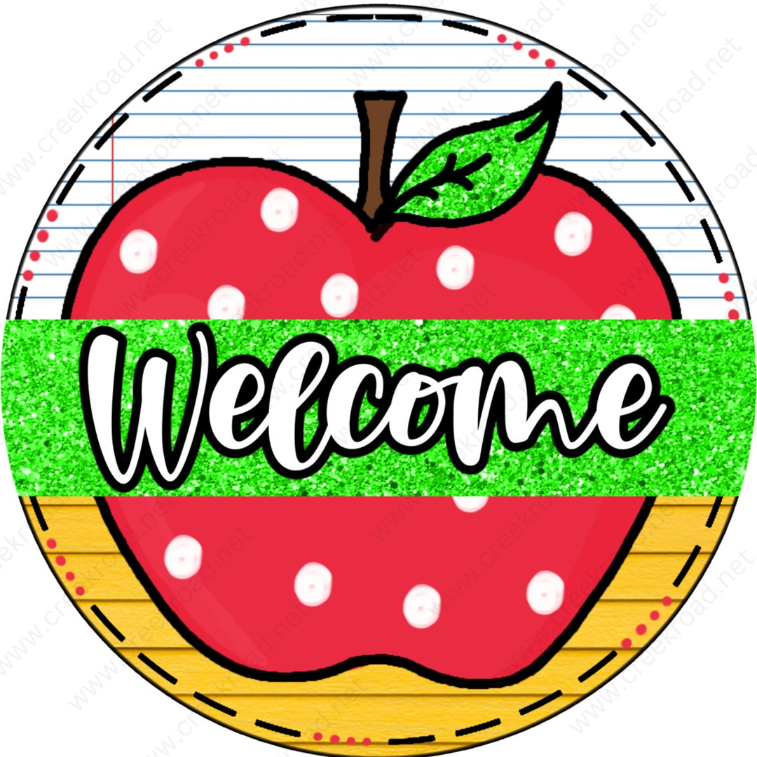 Welcome Apple Teacher Wreath Sign-round-sublimation-decor - Etsy