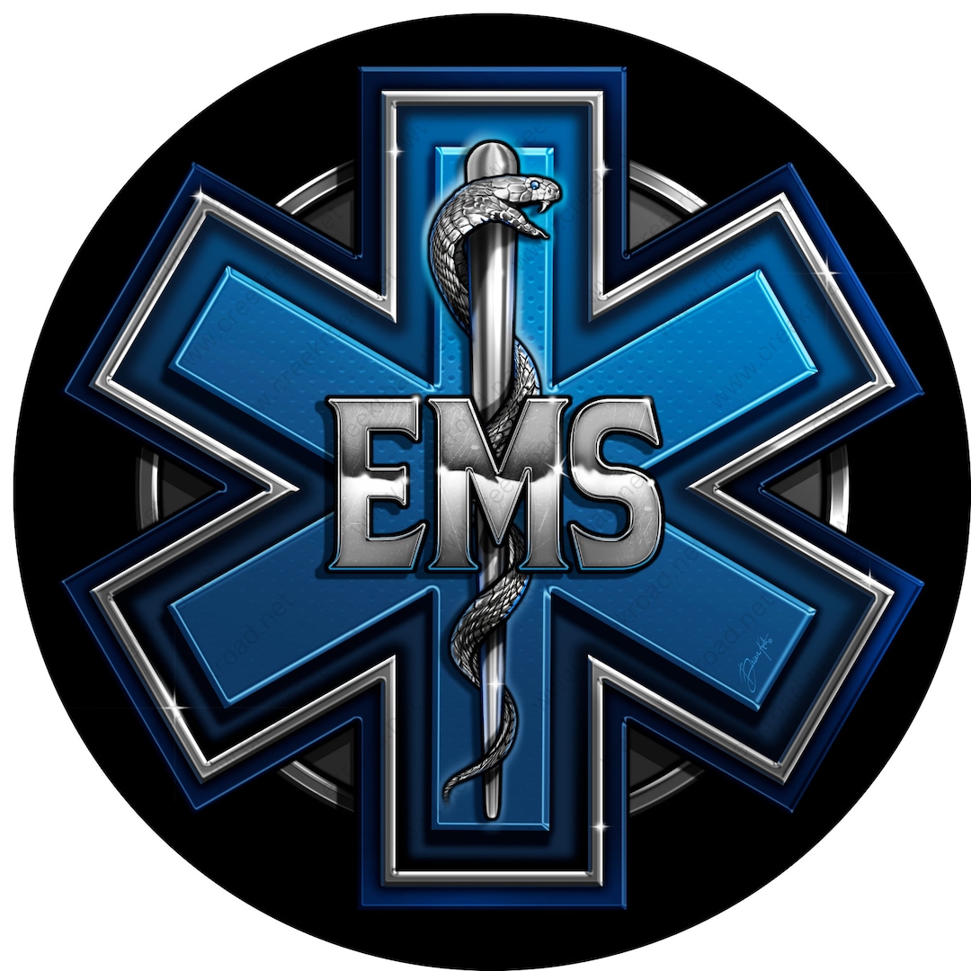 First Responder Blue EMS Symbol Wreath Sign-round-sublimation ...