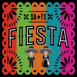 SA TX Fiesta Mariachis Papel Picado Wreath Sign-10"x10" Square-san ...