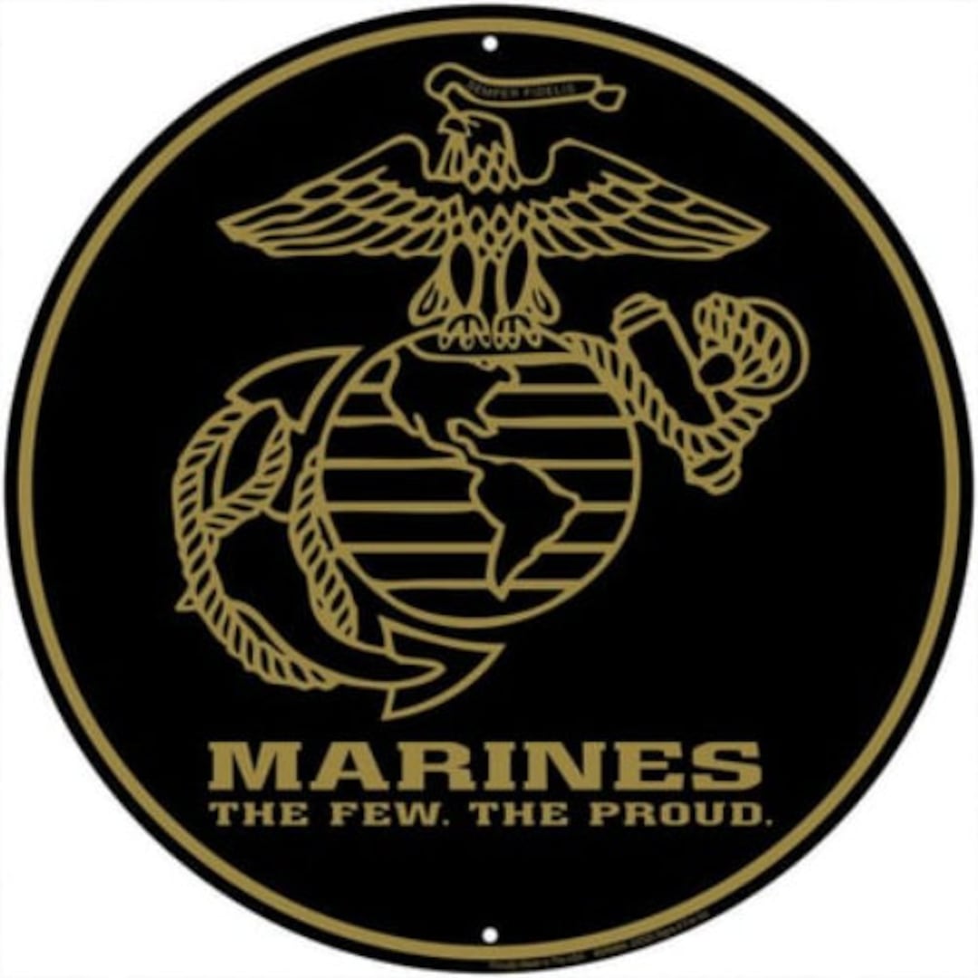 US Marines Gold Emblem 12" Round Officially Licensed 12"x 6 ...