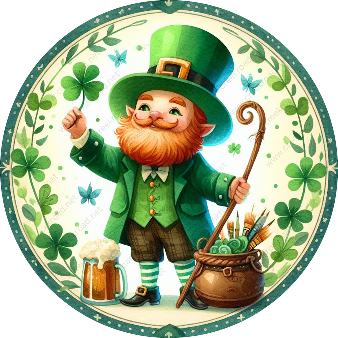 Irish Leprechaun Lucky Pot of Gold Wreath Sign-sublimation-attachment ...