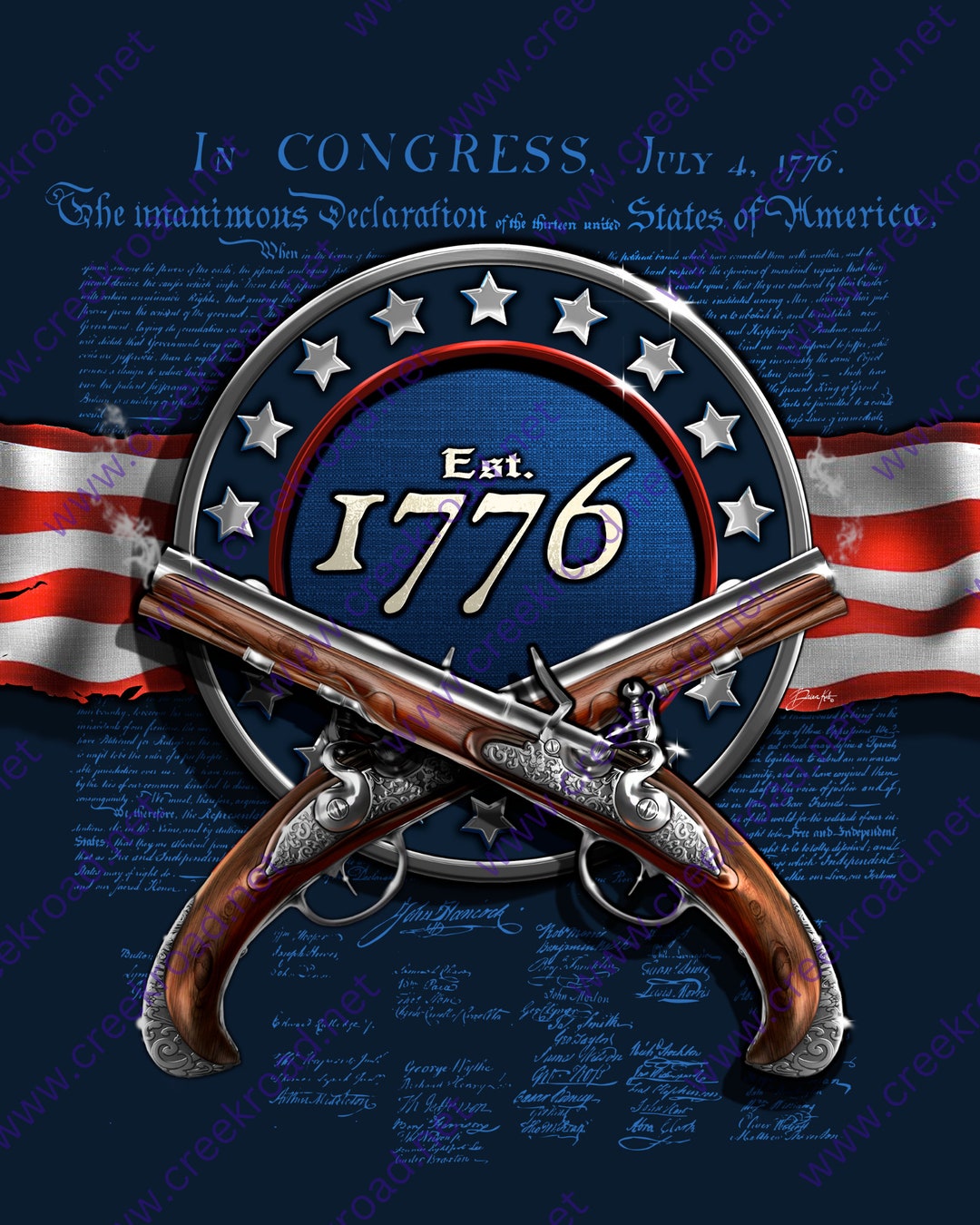 Declaration of Independence Established 1776 Flint Lock Pistol ...